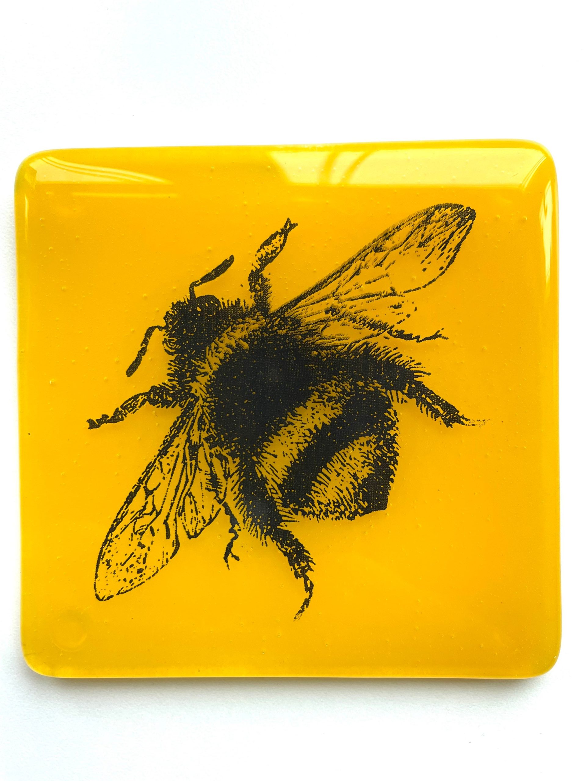 Bee coaster/Yellow coaster with a bee/Bee table saver/Honey coloured ...